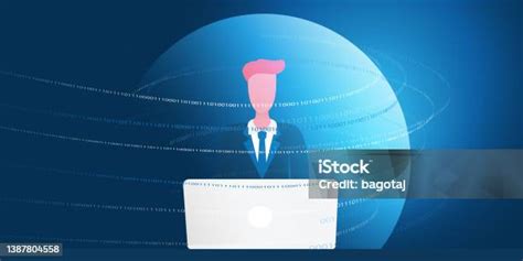 Man In Filter Bubble Intellectual Isolation Concept Stock Illustration