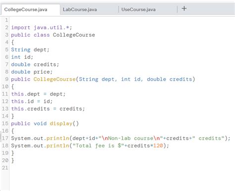Solved Instructions Create A Class Named CollegeCourse That Chegg Com