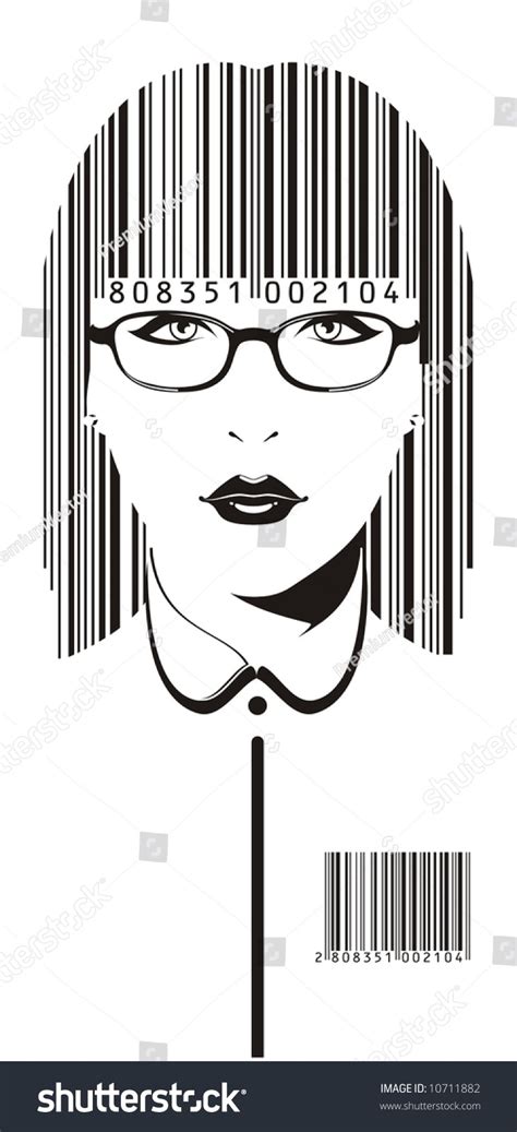 Illustration Barcode Woman Face เวกเตอร์สต็อก ปลอดค่าลิขสิทธิ์