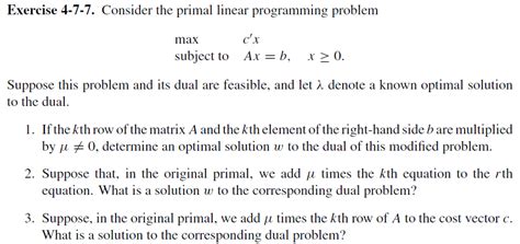 Exercise 4 7 7 Consider The Primal Linear
