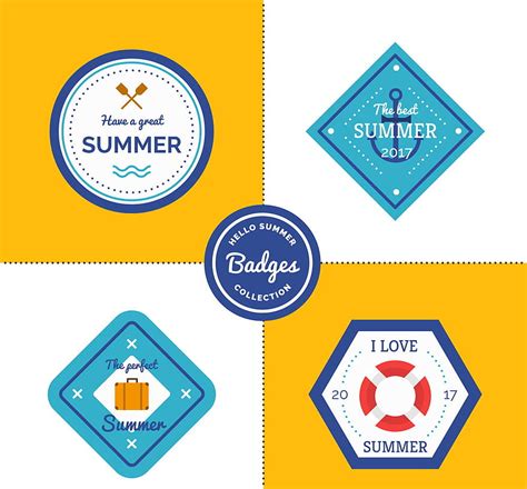 4 색 여름 휘장 벡터 재료 Ai Uidownload