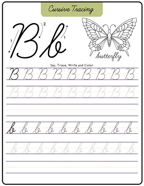 Cursive Writing Worksheets For Uppercase B