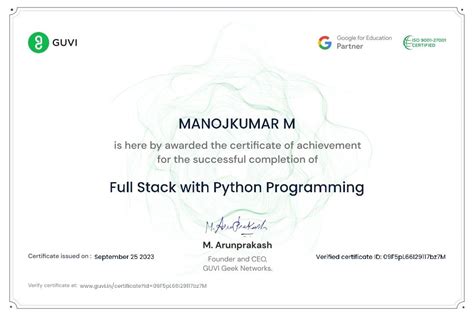 Manoj Kumar On Linkedin Thrilled To Unveil That I Have Completed My Full Stack With Python Course