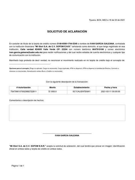 Carta Aclaracion Pdf