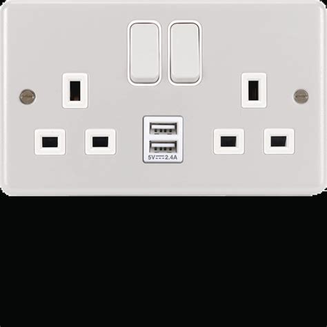 2G USB Switched Socket White Sh WPSS82W USB Hager