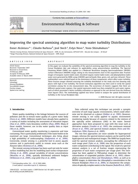 Pdf Improving The Spectral Unmixing Algorithm To Map Water Turbidity