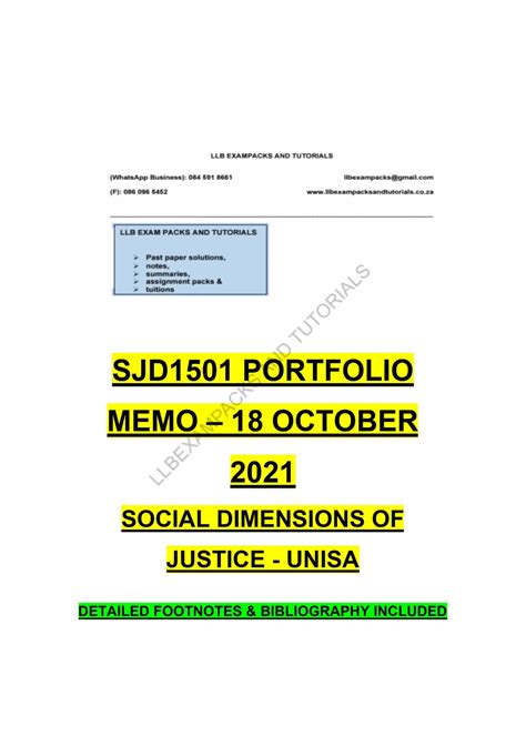 SJD1501 ASSIGNMENT 7 PORTFOLIO MEMO DETAILED MEMO OCTOBER 2021 SUPER SEMESTER UNISA SJD1501