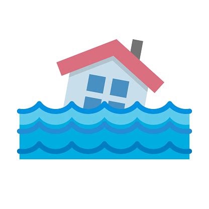 House Washed Away By Flood Icon Vector Stock Illustration Download