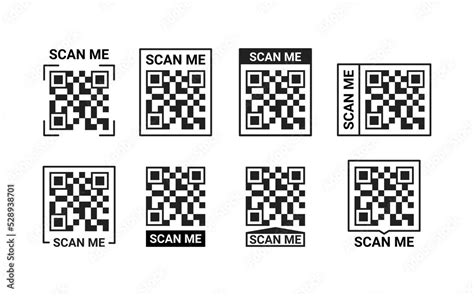 Qr Code Scan Me Icon Qrcode Template For Mobile App Smartphone Frame Set Tag Template Qr