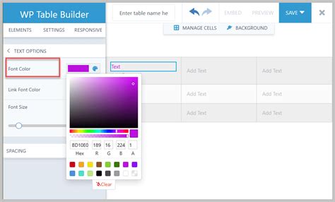 Text Wp Table Builder
