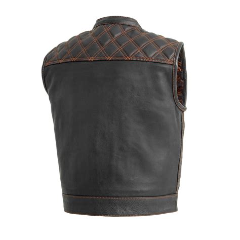 Upside Mens Club Style Leather Vest First Mfg Co