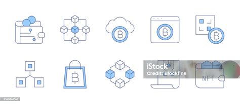 블록체인 아이콘 라인 이중톤 스타일 편집 가능한 스트로크 블록 체인 지갑 Qr 코드 쇼핑백 스마트 계약 클라우드 소프트웨어 디지털 지갑 0명에 대한 스톡 벡터 아트 및 기타