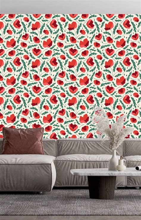 Poppy Field Wallpaper 100 Pvc Free And Non Toxic Field Wallpaper