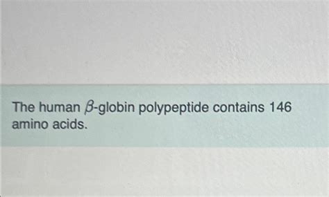 Solved The Human β Globin Polypeptide Contains 146 ﻿amino