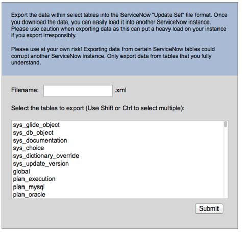 multiple table data export tool for servicenow john andersen