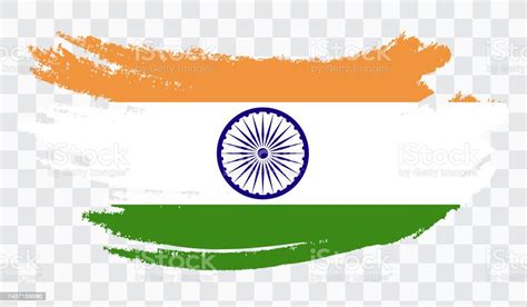 인도 국기와 함께 그런 지 브러시 스트로크 수채화 그림 깃발 포스터 국기의 배너 스타일 수채화 그리기 투명한 배경에 격리된