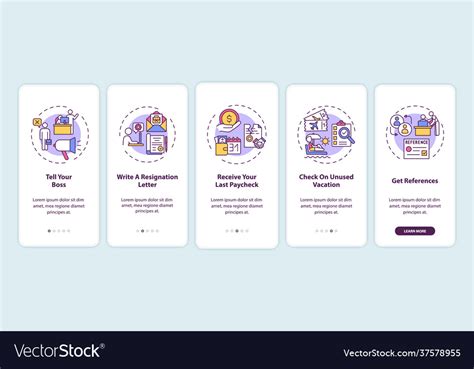 Resignation Checklist Onboarding Mobile App Page Vector Image