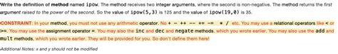 Solved Write The Definition Of Method Named Ipow The Method