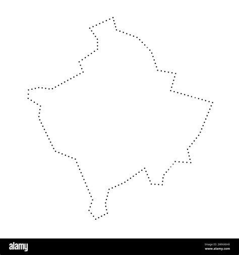 Kosovo Country Simplified Map Black Dotted Outline Contour Simple Vector Icon Stock Vector