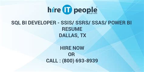 Sql Bi Developer Ssisssrsssaspower Bi Resume Dallas Tx Hire It