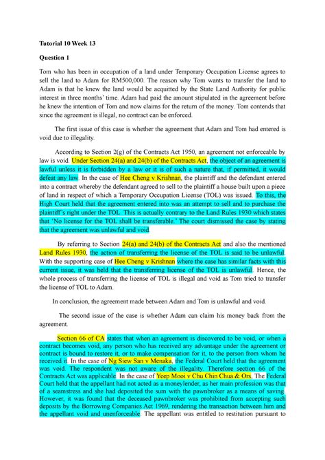 352346 Tutorial 10 Week 13 Tutorial 10 Week 13 Question 1 Tom Who