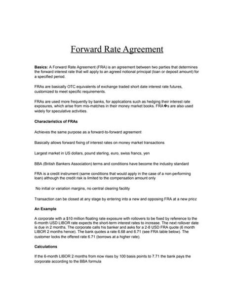 Forward Rate Agreement Calculation Doc