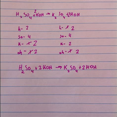 Balance H2SO4+KOH->K2SO4+HOH - Brainly.com