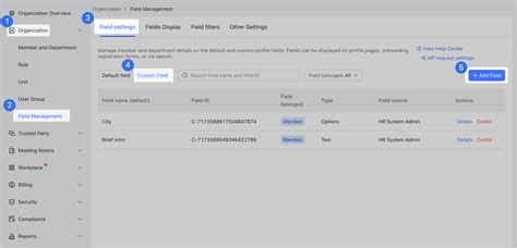 admin manage fields in member information