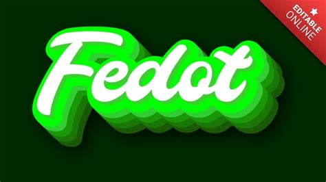 Fedot With Green 3d Projection Text Effect Generator