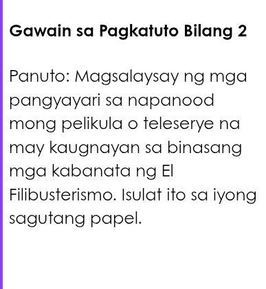 Gawain sa Pagkatuto Bilang 2 Panuto: | StudyX