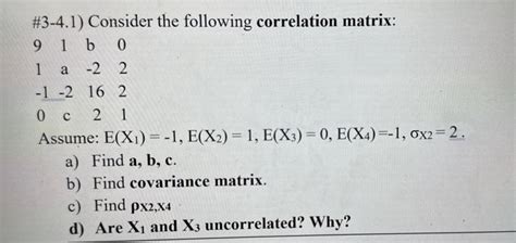 Solved Consider The Following Correlation Matrix Chegg