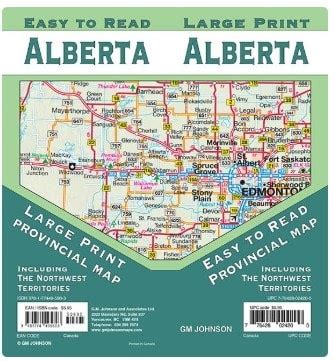 Easy To Read Alberta Road Map Large Print Shows All Highways Mileages