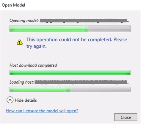 this operation could not be completed please try again when opening