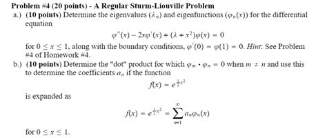 Problem 4 20 Points A Regular Sturm Liouville