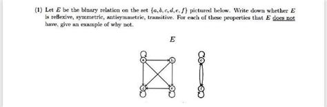 Solved 1 Let E Be The Binary Relation On The Set A B C