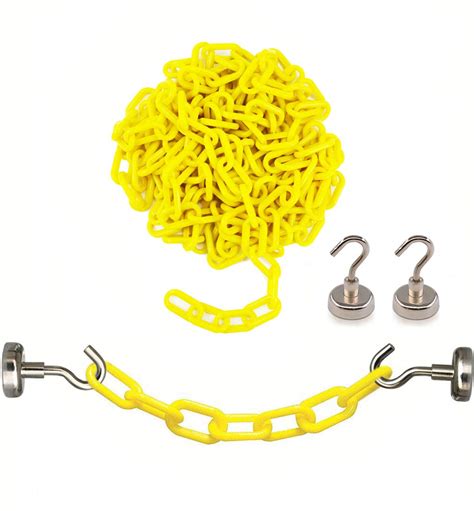 Buy Reliabe1st Yellow Plastic Safety Barrier Chain 13 Feet With 2