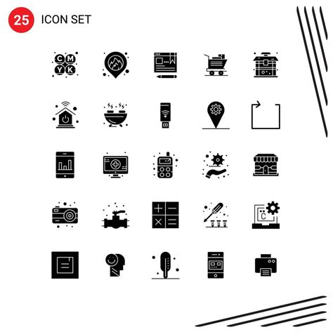 25 Universal Solid Glyphs Set For Web And Mobile Applications Home Network China Pen Building