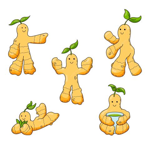 Premium Vector Funny Ginger Roots Cute Vector Characters