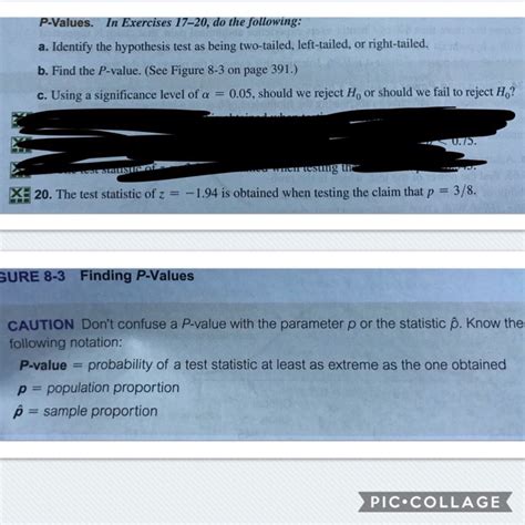 solved p values in exercises 17 20 do the following identify the hypothesis test as being two
