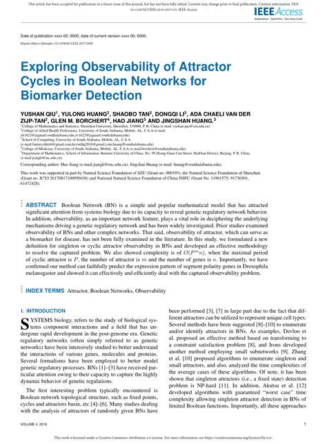 Pdf Exploring Observability Of Attractor Cycles In Boolean Networks