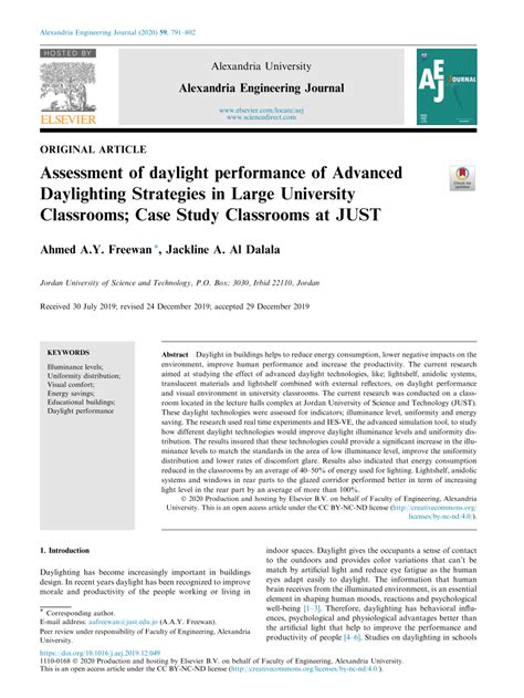 Pdf Assessment Of Daylight Performance Of Advanced Daylighting Strategies In Large University