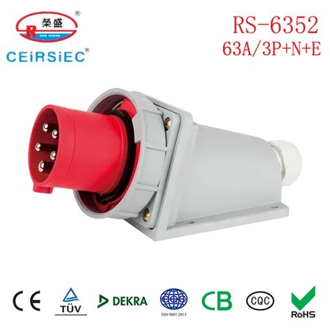 Panel Mount Industrial Socket For 63a Three Phase Concealed Socket For