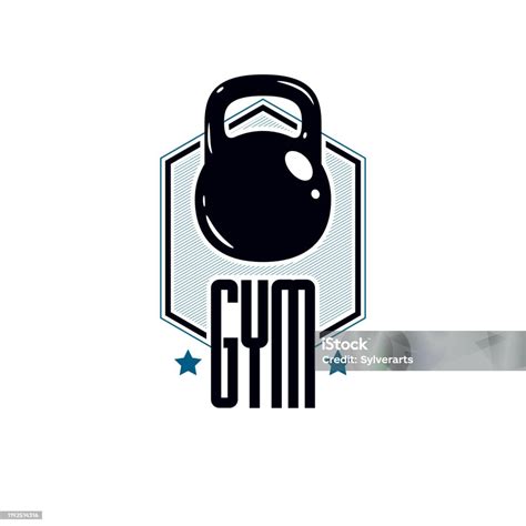 역도 체육관 및 피트 니스 클럽에 대 한 스포츠 로고 복고풍 양식에 일치 시키는 벡터 엠블럼 또는 배지 케틀 벨 0명에 대한 스톡 벡터 아트 및 기타 이미지 Istock