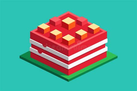 A Red And White Box With Cubes Stacked On Top Of It In A Customizable Isometric Illustration