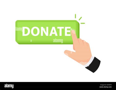 Vector Design Of A Hand Clicking A Donate Button Representing Online