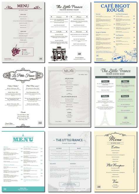 French Menu Template