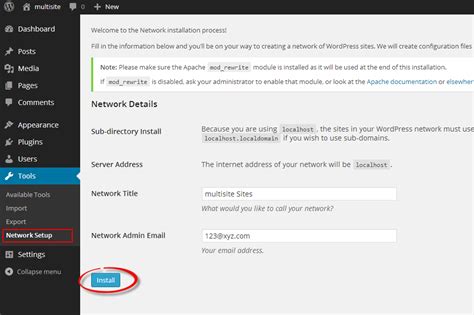 how to install and setup a wordpress multisite 2024