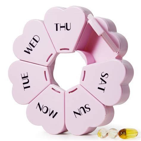 Moln Hymy Cute Weekly Pill Box 7 Day Heart Shaped Pill Case Organizer