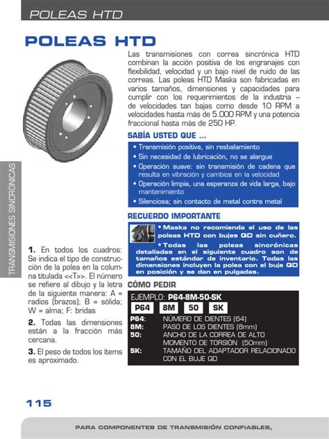 Catalogo Poleas Htd Pdf Transmisión Mecánica Cinemática