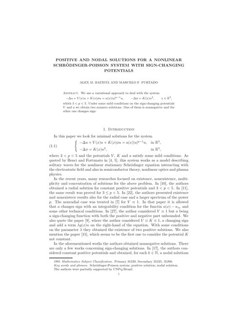 Pdf Positive And Nodal Solutions For A Nonlinear Schrödingerpoisson